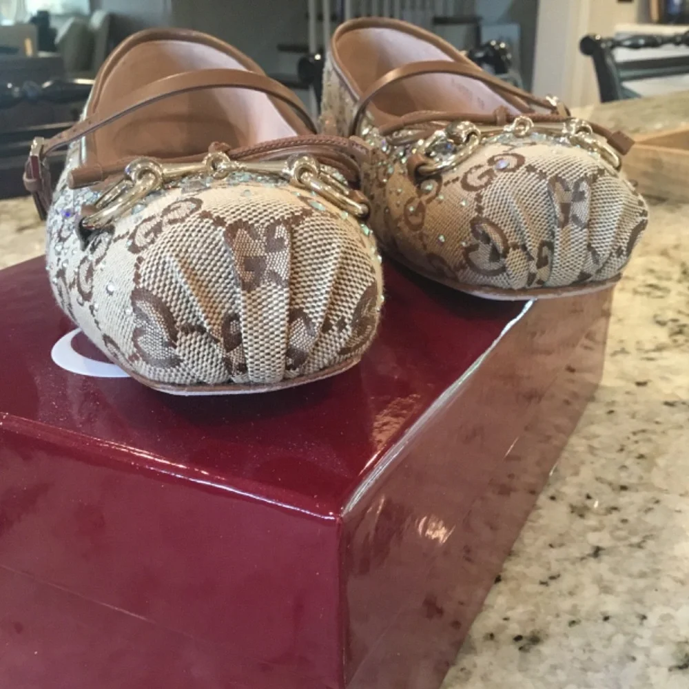 Gucci | Shoes | Authentic Gucci Gg Horsebit Crystal Ballet Flats | Poshmark